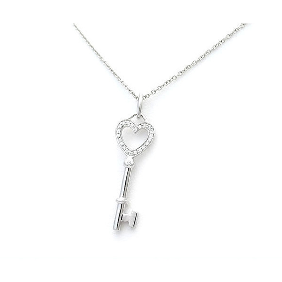 Tiffany & Co. | Jewelry | Tiffany Heart Key Diamond Necklace White Gold ...